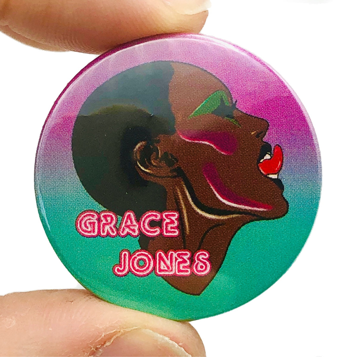 Grace Jones Button Pin Badge – Bite Your Granny