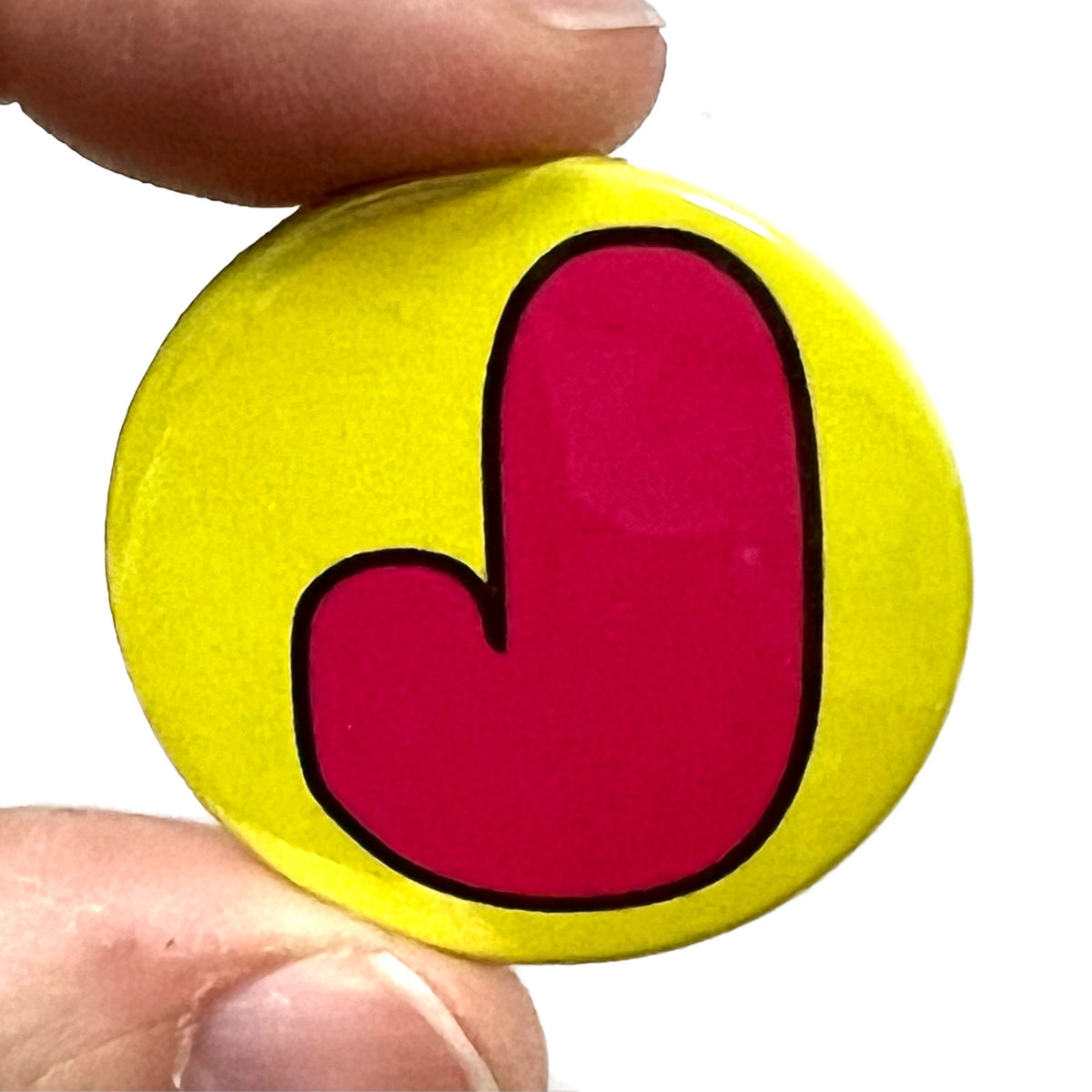 Letter J Button Pin Badge – Bite Your Granny