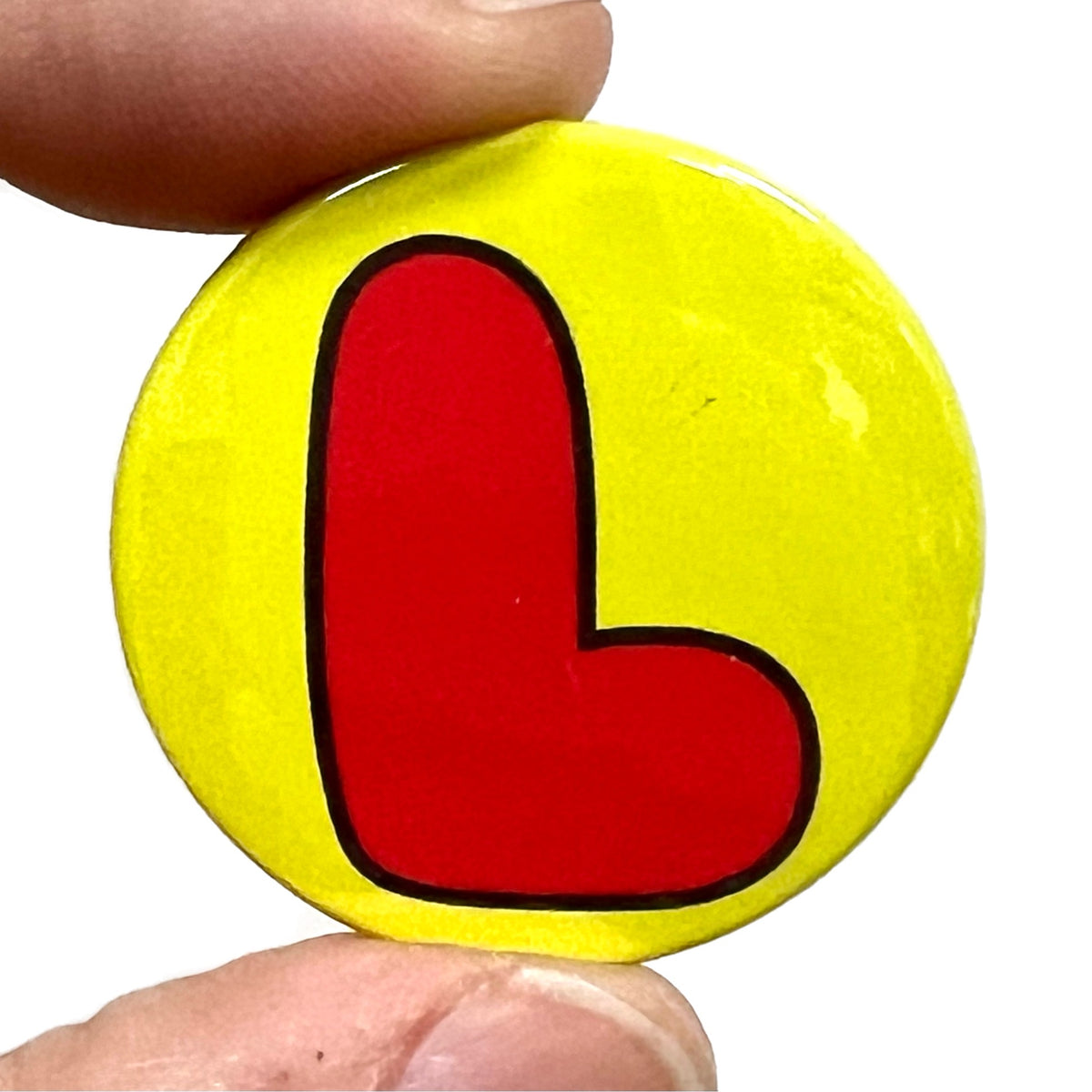 Letter L Button Pin Badge – Bite Your Granny