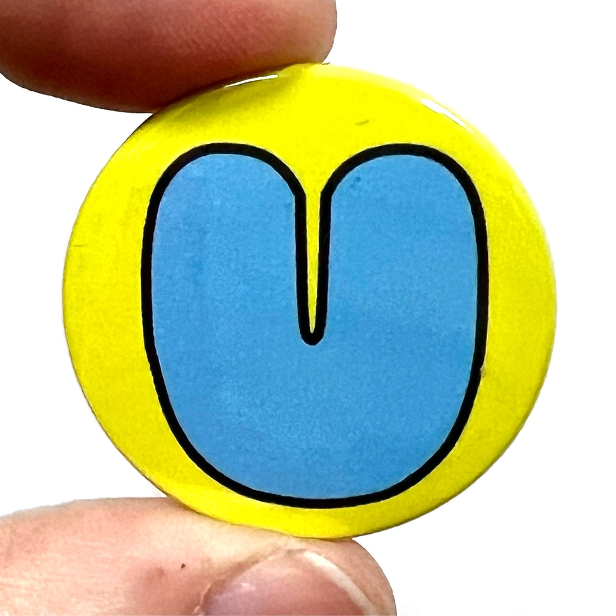 Letter U Button Pin Badge – Bite Your Granny